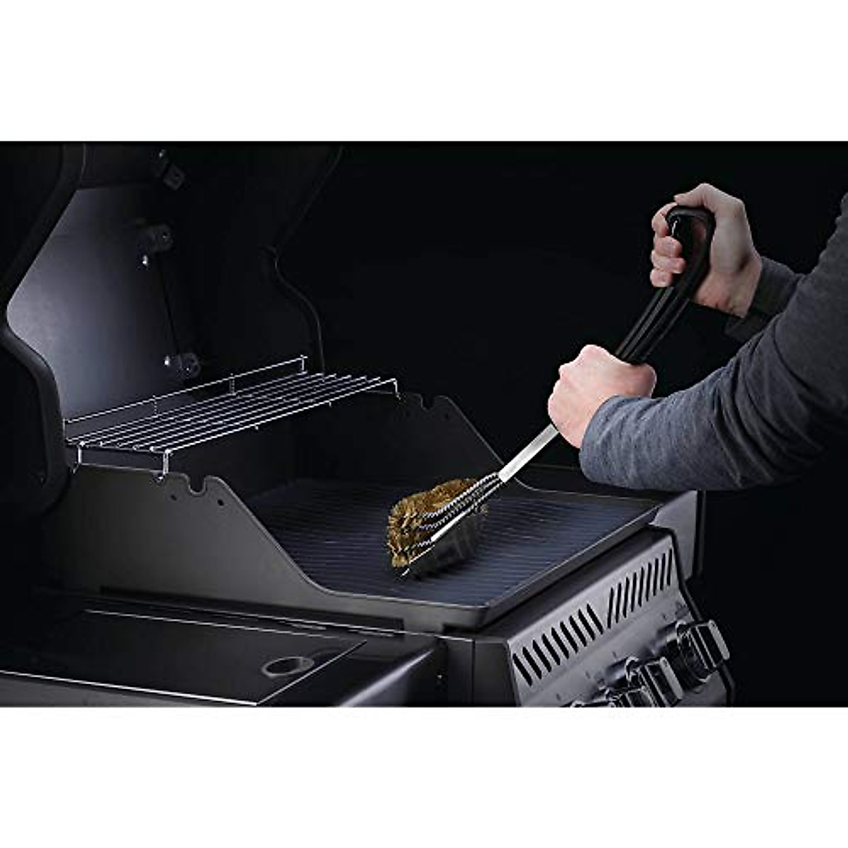 Napoleon Triple-Row BBQ Grill Cleaning Brush with Brass Bristles for Stainless Steel Cooking Grates, Clean Stainless Steel Cooking Grids, Barbecue Cleaning Brush Accessory, Convenient Hanging Loop