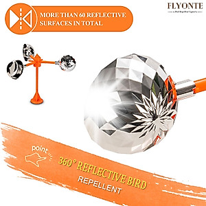 Flyonte Birds Reflect Deterrent Visual Bird Scarer Deterrent Devices Outdoor Bird Control for Seagull Pigeon Harmless Device to Keep Birds Away from Your Farm Boat (Orange)