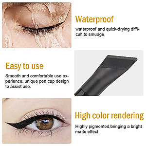 Kaely 2Pcs Black Liquid Wing Eyeliner Stamp Eye Pencil Makeup Sets Waterproof Color Eye Liners Stamps Shapes Eyeliner Stencils for Eyes delineador de ojos contra el agua maquillaje para mujer 1&1