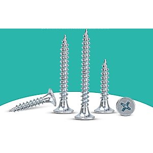 IEUYO Drywall Sheetrock Screw Wood Screw Assortment Kit Bugle Flat Head Phillips Drive Zinc Coated Finish for Drywall Wood (#6) M3.5x16/20/25/30/40/50, 200 PCS/6Sizes
