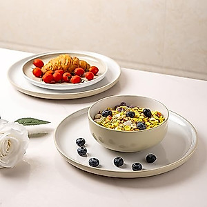 GBHOME Ceramic Dinnerware Sets, 12 Pieces Emerald Green Stoneware Dinner Set, Plates and Bowls Sets, Dishwasher & Microwave Safe | Service for 4