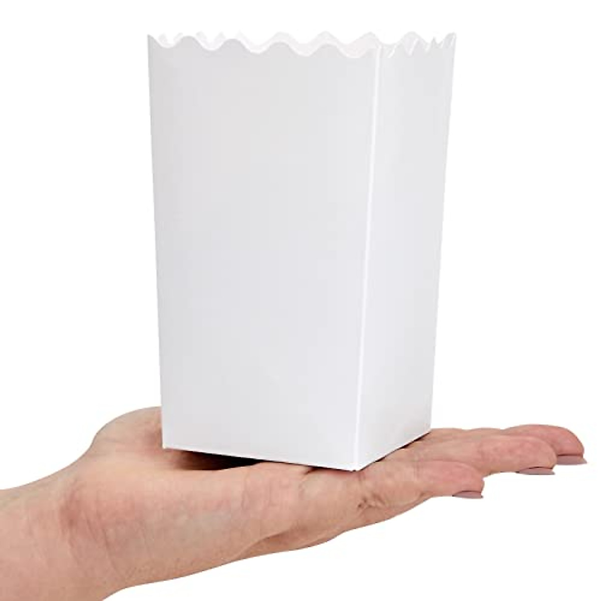100 Pack White Popcorn Boxes for Party, Bulk Paper Treat Containers for Movie Night Decorations (3.3 x 5.5 x 3.5 in)