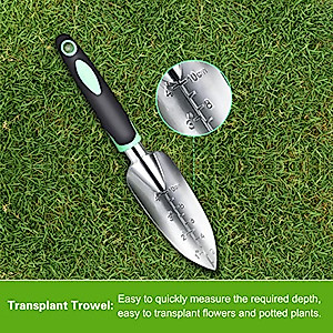 ZUZUAN Garden Tool Set, 3 Pack Aluminum Heavy Duty Gardening Kit Includes Hand Trowel, Transplant Trowel and Cultivator Hand Rake with Soft Rubberized Non-Slip Ergonomic Handle, Garden Gifts