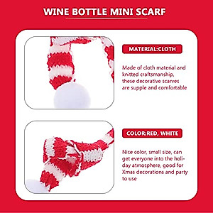 LUOZZY 18Pcs Christmas Mini Knit Scarf Miniature Snowman Scarf Mini Doll Scarf Mini Santa Claus Scarf Christmas Knitted Scarf for Wine Bottle Christmas Party Supplies (Red White, 1 * 23cm)