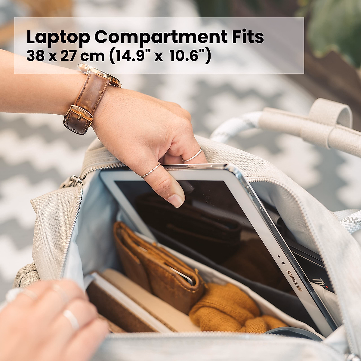 Nordace Comino Totepack Smart Convertible Bag Backpack with USB Charging Port, Water Resistant - 15.6 Inch Laptop Compartment Laptop Backpack for Everyday, Work, and School (Charcoal)