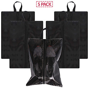 Set of 5 Transparent Large Travel Packing Organizer Clear Shoe Bags for Men and Women, Storage Cubes Pouch for Accessories Suitcase Luggage