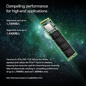 Transcend 1TB NVMe PCIe Gen3 x4 MTE112S M.2 SSD Solid State Drive TS1TMTE112S