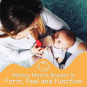 mimijumi Baby Bottle Starter Set (6 pcs.) Anti-Colic Baby Bottles for Breastfed Babies - 4 oz and 8 oz Breastfeeding Bottles, Bottle Travel Caps - Lighter and Darker Bottle Nipples (Lighter)