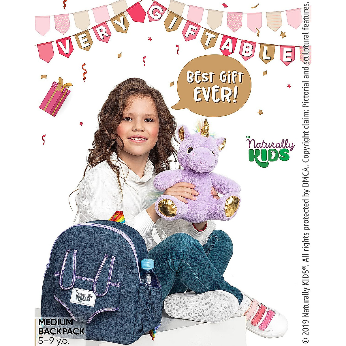 Naturally KIDS Purple Unicorn Toys for Girls Age 4-6, Gifts for 5 Year Old Girls, Gifts for 4 Year Old Girl, 4 Year Old Girl Birthday Gift, Toddler Unicorn Backpack