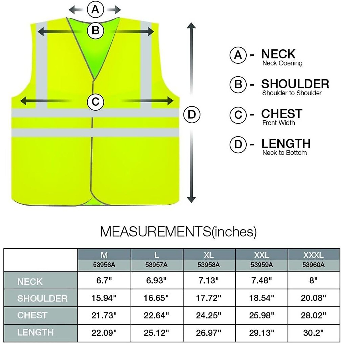 Neiko 53956A High-Visibility Safety Vest with Reflective Strips for Emergency, Construction, and Safety Use, Neon Yellow, Medium