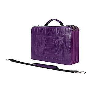 Shulaner 500 Slots Colored Pencil Case with Zipper Closure Crocodile Pattern Large Capacity Pencils Bag Waterproof PU Leather Pen Organizer Storage Holder for Artist (Purple Croco, Small Slots)