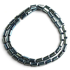 4X8 Mm Smooth Long Cylinder Hematite Multicolor Pleated Loose Spacer Beads Natural Stone Bead For Jewelry Making Diy Bracelets 15 Inch Blue