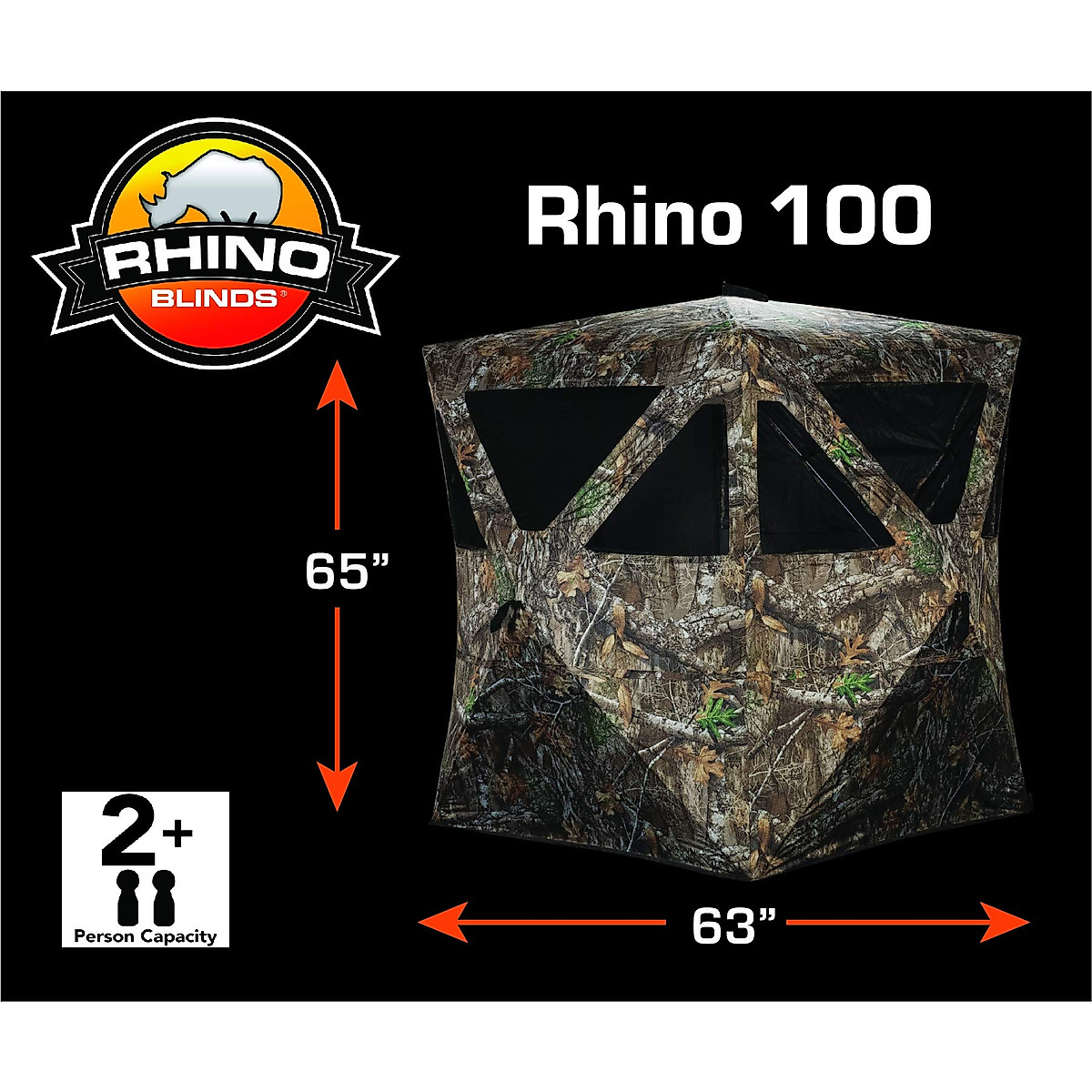 Rhino blinds R100-RTE 2 Person Hunting Ground Blind, Realtree Edge