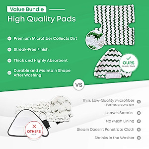 Turbo Microfiber Steam Mop Pads - Pack of 3 Touch-Free and 3 Triangle, Washable Replacement Mop Pads for Shark Steam Mop - Compatible w/Shark Genius and Lift-Away 3973 Series