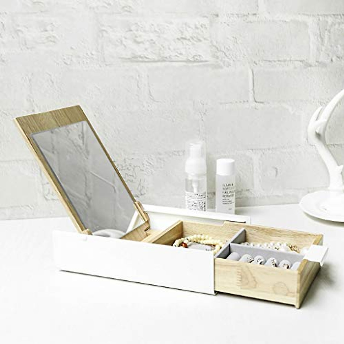 BBSJ Trinket Storage Box with Slide Top Design Team Jewel Case Cabinet Armoire Ring Necklacel Gift Storage Box Organizer