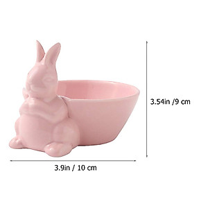 DOITOOL Easter Bunny Candy Dish Ceramic Easter Candy Bowl Snack Serving Bowl Fruit Salad Dessert Bowl Easter Bunny Home Decoration (Random Color)