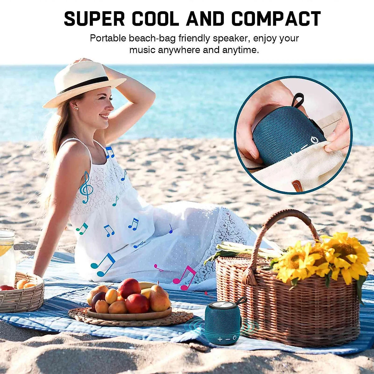 Bluetooth Speaker: Powerful Stereo Sound, IPX7 Waterproof, True Wireless Stereo Pairing, Portable Design, Bluetooth V5.2 - Perfect for Samsung Galaxy Xcover 3 G389F, Beach, Home, Parties- Blue