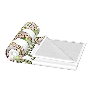 Easter Spring Throw Blanket 60x50inch, Green Gnomes Flannel Fleece Blanket for Sofa Couch, Decorative Warm Blankets for Living Room/Bedroom