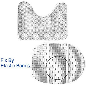 My Little Nest Bathroom Rugs Mats Set 3 Piece Butterflies Pattern Abstract Washable Non Slip U-Shaped Contour Rug Mat and Lid Cover for Bathroom Tub