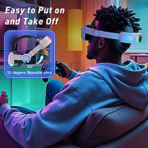 BROKELIT RGB Head Strap with Battery for Meta Quest 3S/Quest 3, 12000mAh Battery Pack for Extended 8H of Playtime, Fast Charging VR Power, Adjustable Elite Strap Enhanced Support and Balance in VR