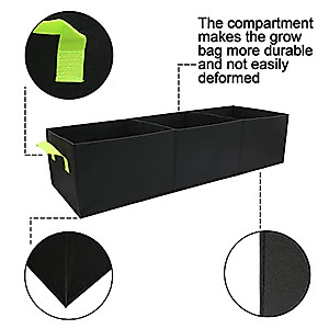 Auroal Plant Grow Bags, 2 Pack Fabric Raised Planting Bads, 3 Holes Rectangle Grow Bag, 15 Gallon Breathable Potato Tomato Planter Pots for Outdoor Vegetables Plant Flowers (Black)