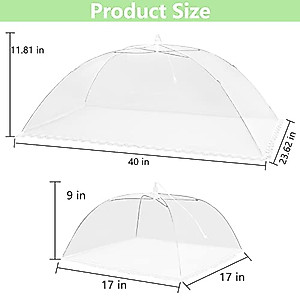 HBlife Mesh Food Covers for Ouside, Jumbo Pop-Up Food Cover 40''X24'' with 4 Standard 17''X17'' Food Tent, Reusable and Collapsible Food Covers for Picnics, Outdoor Camping, Parties, BBQ
