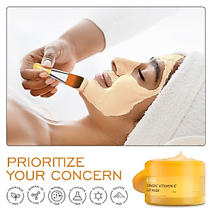 ZealSea Vitamin C American Kaolin Clay Mask with Turmeric, Pro Ultra-Fine Creamy Texture, Deep Pore Cleansing Even Skin Tone Brighten Control Oil Detoxify, 30% Aloe, Jojoba Oil, Shea Butter & Squalane