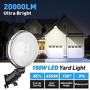 Barn Light,150W 20000LM 6500K Daylight Dusk to Dawn Outdoor Lighting with Photocell,Adjustable Angle,IP66 Waterproof Street Lights for Security/Farmhouse/Garage