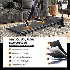 Goplus Compact Folding Treadmill for Home, Electric Walking Running Machine, Low Noise, Built-in 2 Workout Modes and 12 Programs, with Display