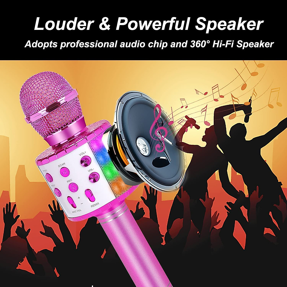 Bluetooth Karaoke Microphone for Kids Adults: Professional Wireless Karaoke Mic for Singing| Portable Handheld Noise Cancelling Bluetooth Microphone Karaoke Machine with Led Lights
