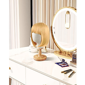 CHADWICK Wig Head Stand Mannequin Head Hat Display Stand Linen Wig Holder, Hat Rack Fabric Head, Canvas Dome + Detachable Wood Stand, Wig Display Model Head Wig Stand for Wigs, Hats, Caps, Headdress