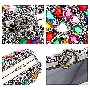 Rhinestone Purse For Women, Evening Handbags Clutch Purses For Wedding and Cocktail Party (Silver)
