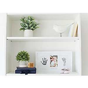 Pearhead Babyprints Wall Mount Frame, Handprint and Footprint Making Kit with Clean-Touch Ink Pad, Gender-Neutral Baby Keepsake Picture Frame, White