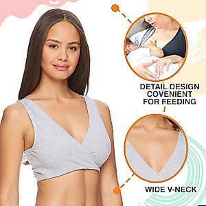 Lamaze womens Cotton Spandex Sleep for Nursing and Maternity Full Coverage Bra, Heather Grey, Large US