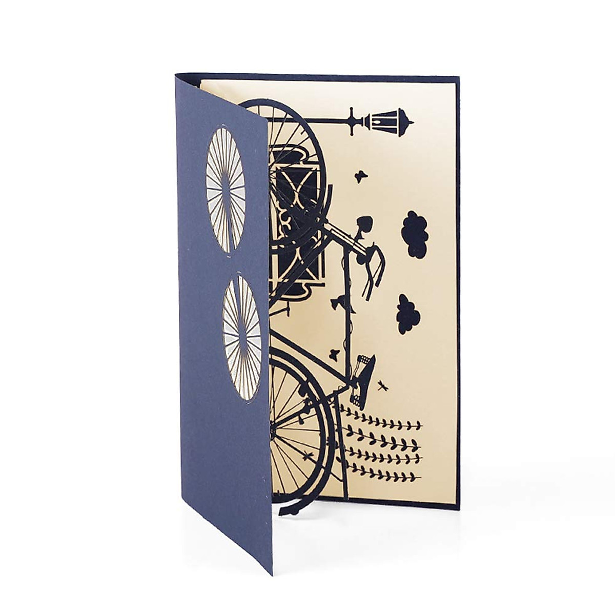 ENJOYPRO 3D Bicycle Pop Up Birthday Card, Father's Day Card, Laser Cut, Eco-Friendly, Blank Writing Space