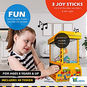 Bundaloo Claw Machine Arcade Game with Sound, Cool Fun Mini Candy Grabber Prize Dispenser Vending Toy for Kids, Boys & Girls (Big Rig Claw)