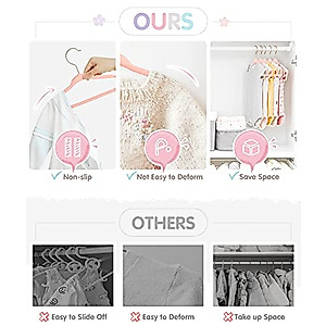 Kids Velvet Hangers, VIS'V 11 Inch Pink Non-Slip Baby Clothes Hangers with 6 Pcs Cute Clothing Dividers for Infant Toddler Boys & Girls Closet Organizer - 30 Pack