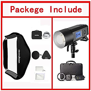 Godox AD400 Pro AD400Pro Godox Flash for Canon Sony Nikon Fujifilm Fuji Olympus Panasonic Camera,0.01-1s Recycle Time,with Godox Softbox 32''x32'' 80CMx80CM,w/Bowens Mount and Godox Mount