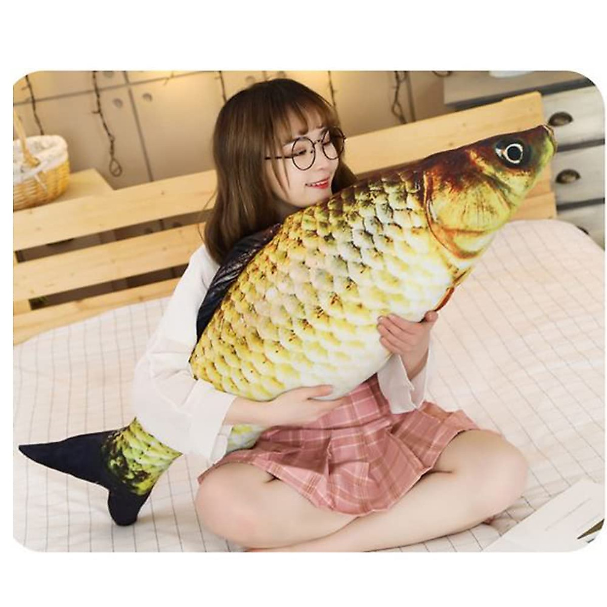 OUKEYI 31inch Giant 3D Soft Fish Cushion Pillow Carp Plush Pillow Stuffed Toy Throw Pillow for Home Decoration Gift Kids Pillow Stuffed Animal Toy