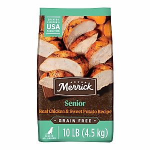 Merrick Premium Grain Free Dry Senior Dog Food, Wholesome And Natural Kibble, Real Chicken And Sweet Potato - 10.0 lb. Bag
