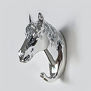 Kopiqin Crafts Home Wall Decoration Elegant Single Horse Head Wall Resin Hook Cartoon Hook Jewelry Key Scarf Bag Hanger Robes Coat Rack for Living Room Bedroom