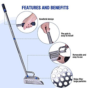 Shaledig Sand Scoop for Metal Detecting, 304 Stainless Steel Shovel Scoop for Metal Detecting for Adults, Rust-Proof Sand Scoops for Treasure Hunting, Handheld with Long Heavy Duty Handle Pole Design