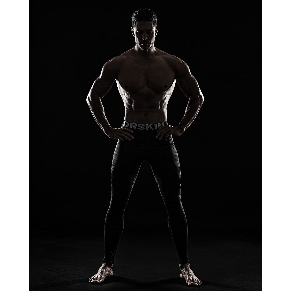 DRSKIN Men’s Compression Pants Tights Leggings Sports Baselayer Running Athletic Workout Active (DMBB04, L) Black