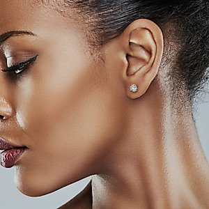 IGI Certified 10k White Gold 0.10ct to 2ct Round Diamond Stud Earring for Women by Diamond Hub (H-I, I2-I3)