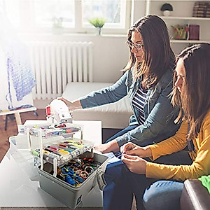 WEWLINE 3-Layers Plastic Portable Storage Box,Household Plastic Craft Supply Box with Handle,Multifunctional Storage Boxes for Children Student,Perfect for Home Office