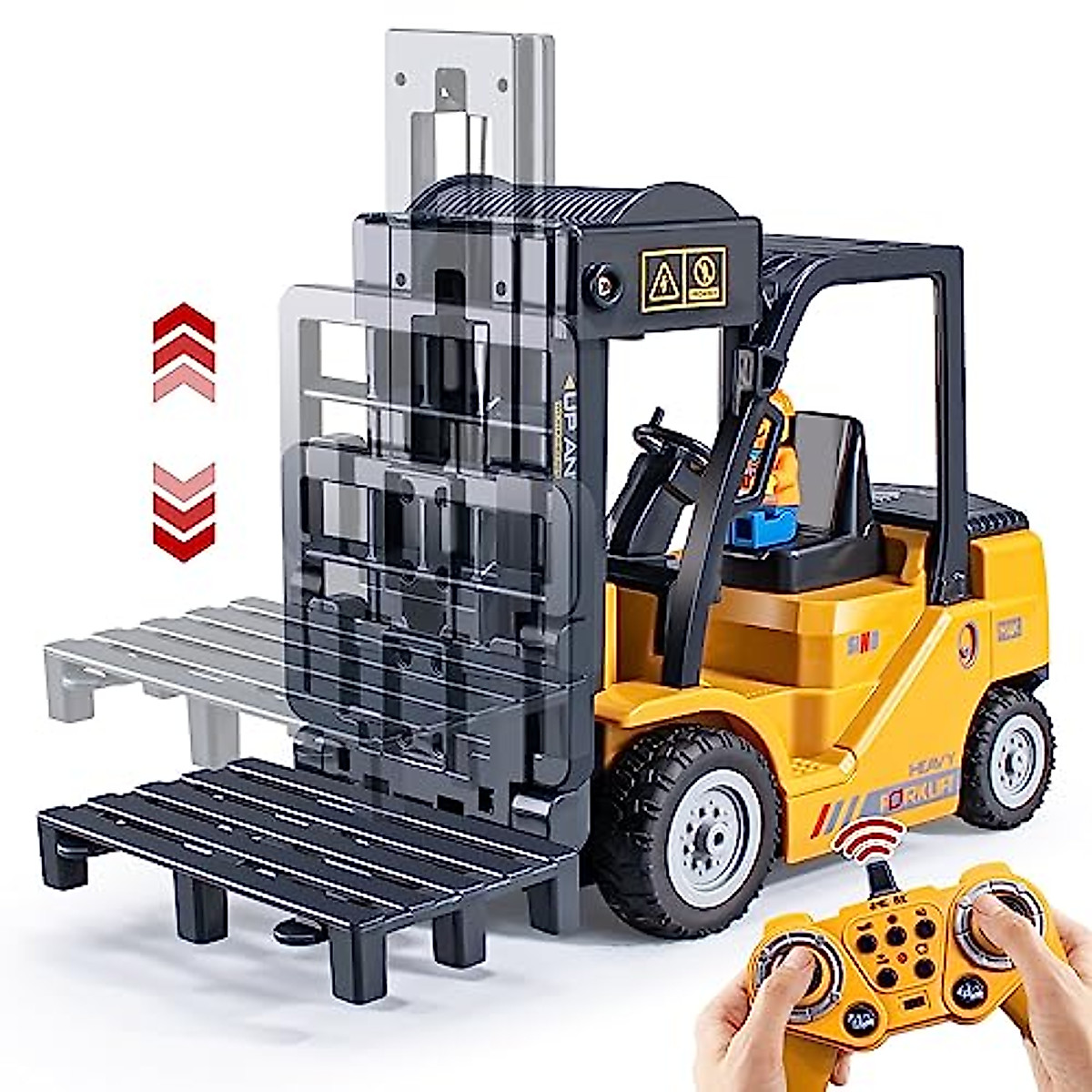 VijiSuki 2.4Ghz Remote Control Forklift Toys,RC Forklift Truck with Spray, Cool Lights,Sound,1/24 Scale 11 Channel Rechargeable Forklift Truck Gift for Kids