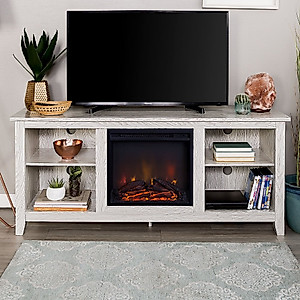 Home Accent Furnishings Lucas 58 Inch Fireplace Television Stand in White Wash