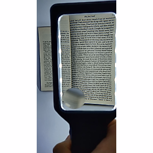 LED Handheld Magnifier for Reading 3x/6x Optical Magnifier for Low Vision, Visual Impairment, Magnifier for Seniors, Elderly People, Magnifier for Education, Office Work (Stepless Illumination adjust)