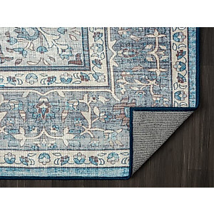 VCNY Home - Area Rug, Machine Washable, Non-Skid Mat with Traditional Medallion Printed Chenille (Era Collection, 5' 3" x 7')
