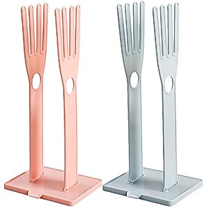 PRETYZOOM 2pcs Kitchen Glove Holder, Plastic Glove Drying Rack Rubber Gloves Drying Stand, Kitchen Sink Drain Rack for Dish Gloves Sponges